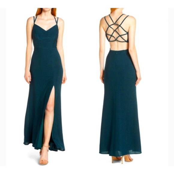 Morgan & Co. | Dresses | Morgan Co Ladder Back Halter Gown Maxi Dress ...
